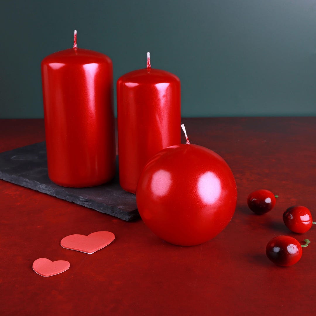 G Decor Grace Alouette Scarlet Red Lacquered Pillar and Ball Candles - Etsy