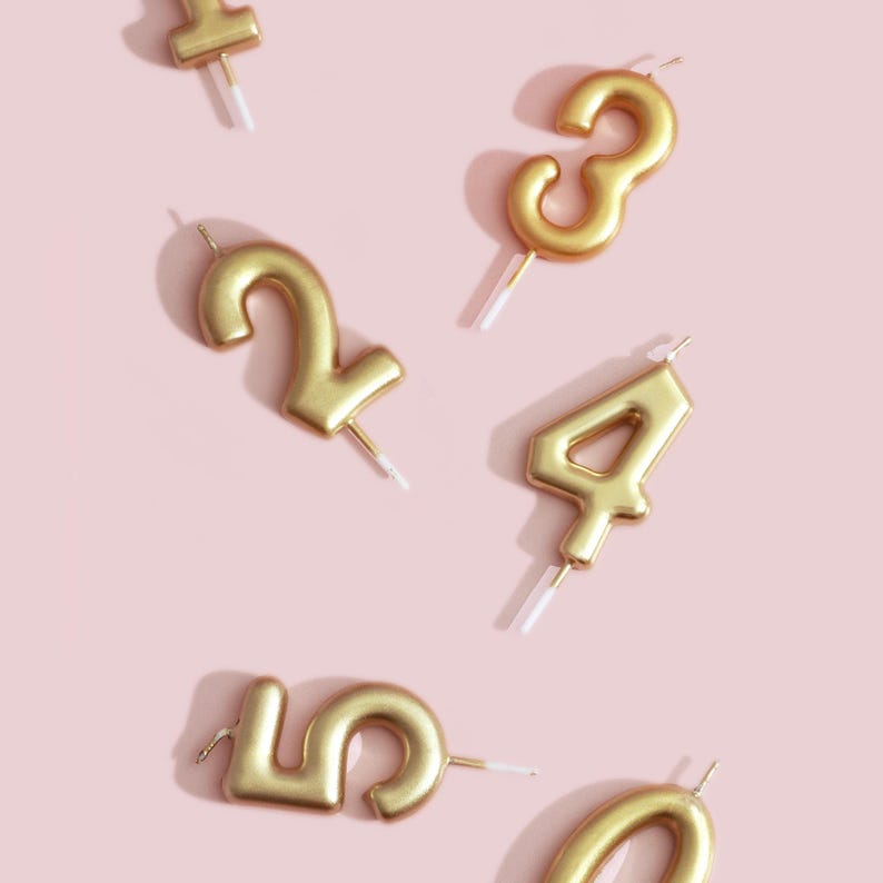 G Decor Brass Gold Number Birthday Candles Metallic Cake Topper From 0 ...