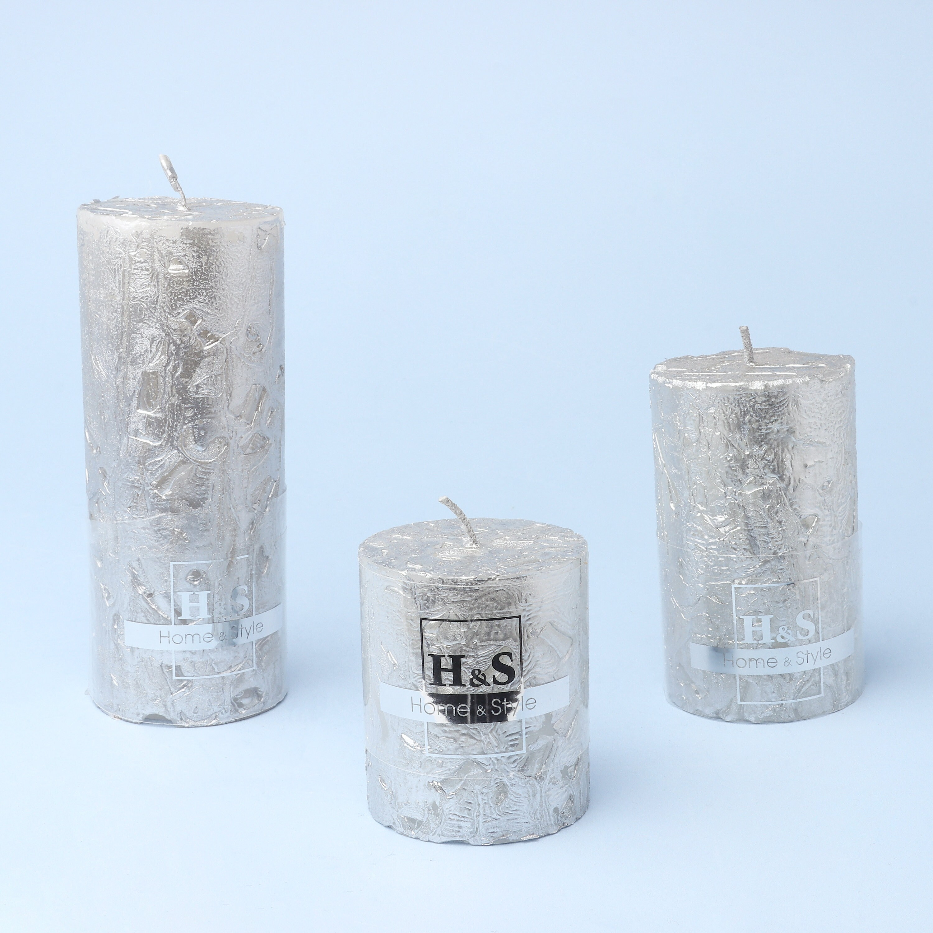 G Decor Adeline Silver Metallic Textured Pillar Candle Candles Home ...