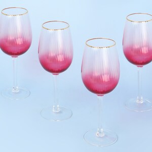 G Decor Set of 4 Monroe Ribbed Ombre Pink Wine Drinking Glasses - Etsy