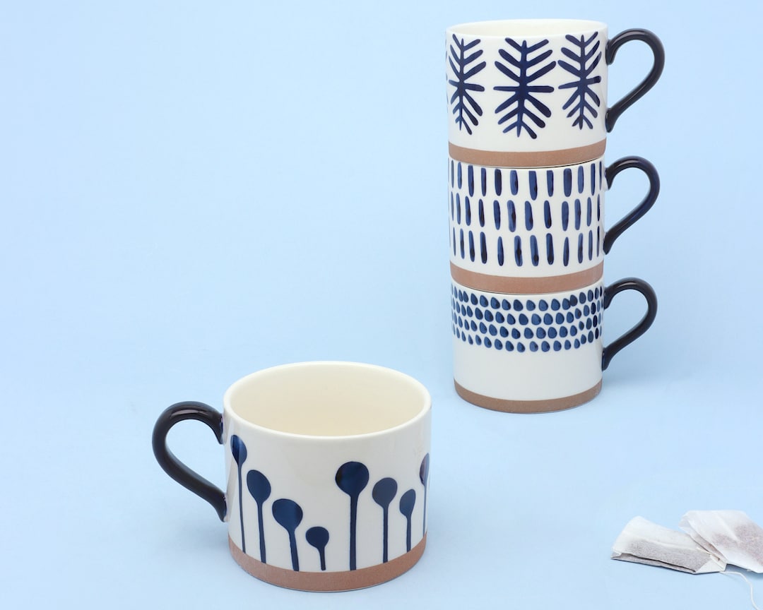 G Decor Set of 4 Milo Ceramic Patterned Abstract Coffee Mug Cups - Etsy