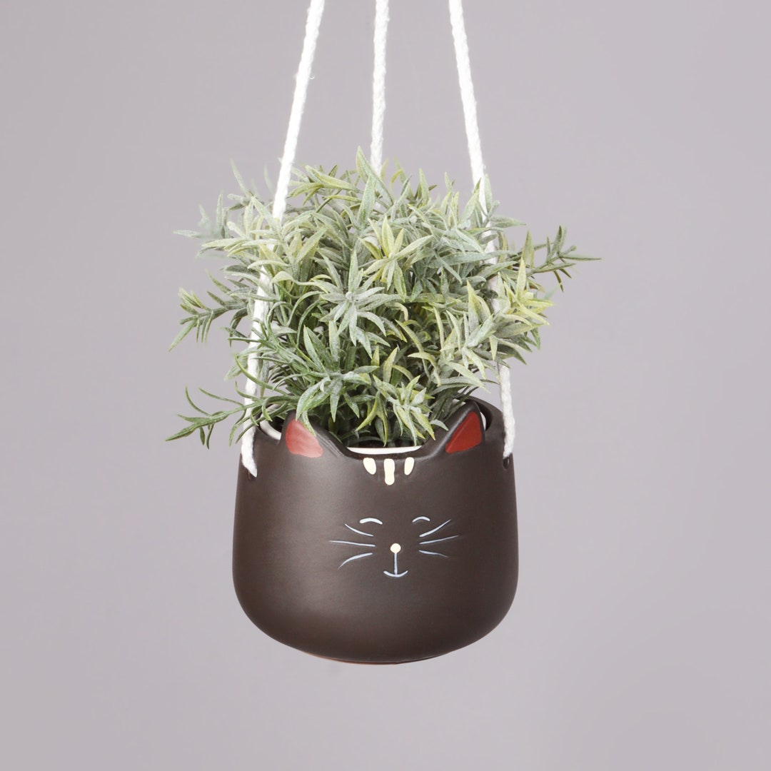 G Decor Happy Ceramic Hanging Cat Planter - Etsy