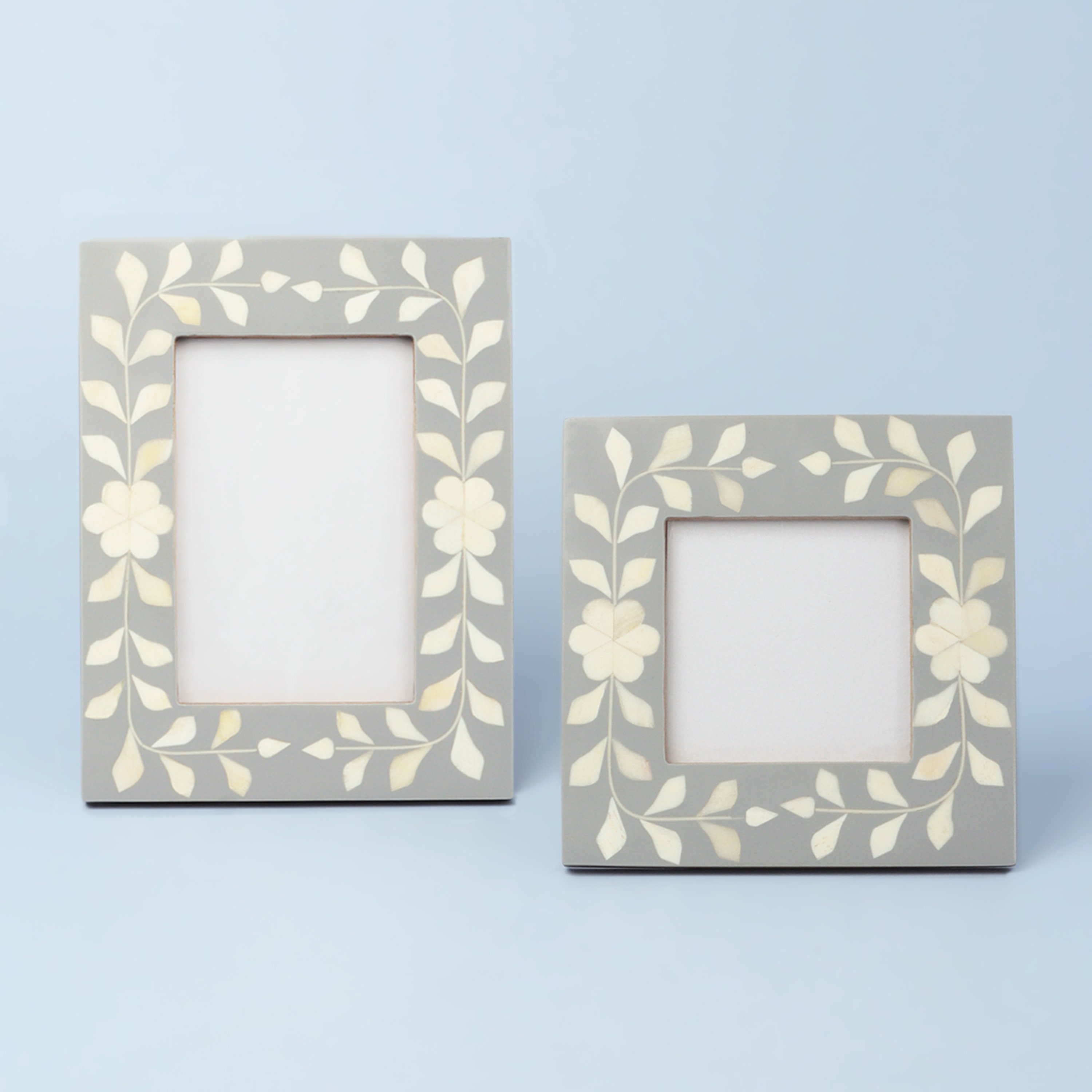 G Decor Jolie Handcrafted Grey Floral Bone Inlay Photo Frame Elegant ...