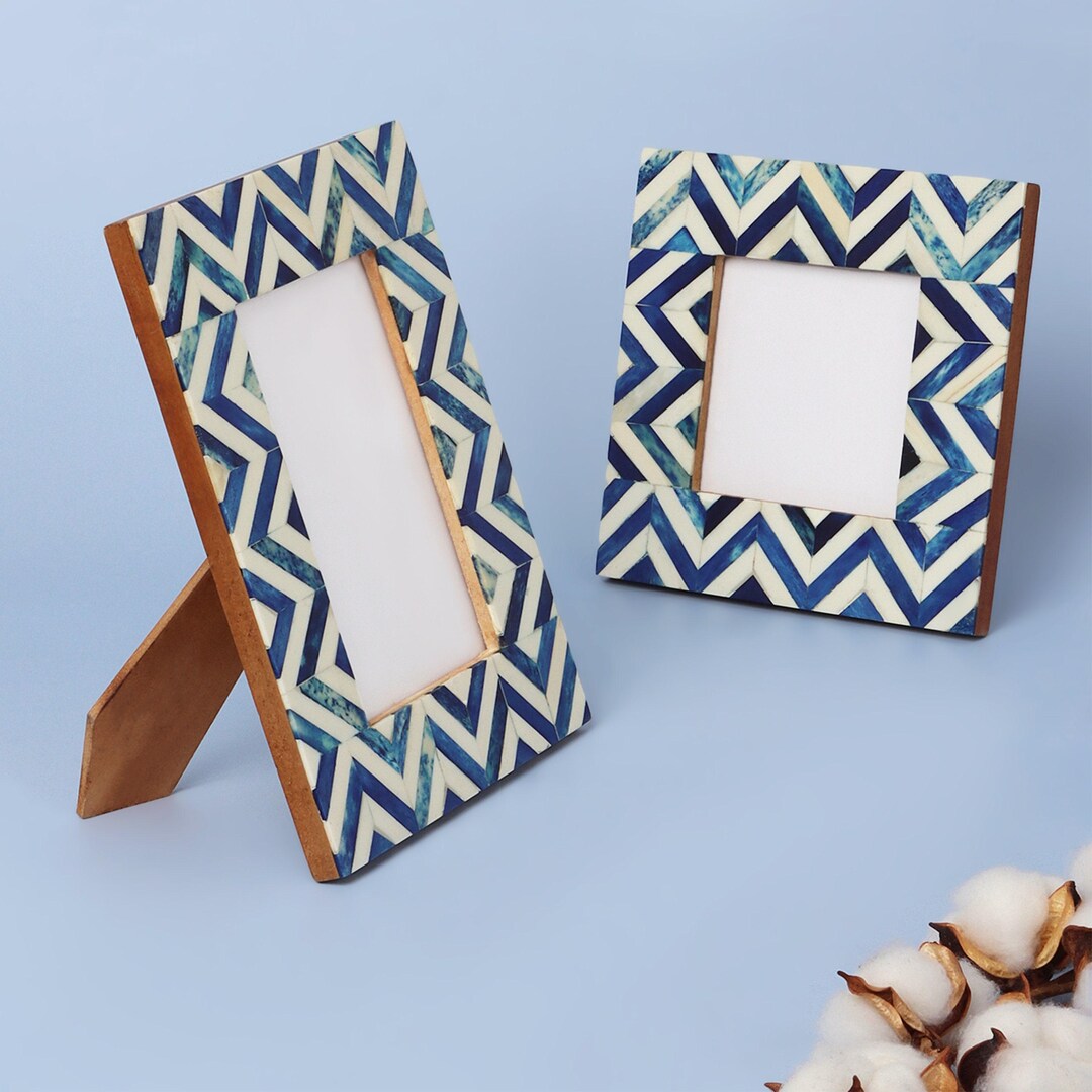 G Decor Handmade Blue Wave Stylish Photo Frames Decorative Chevron ...