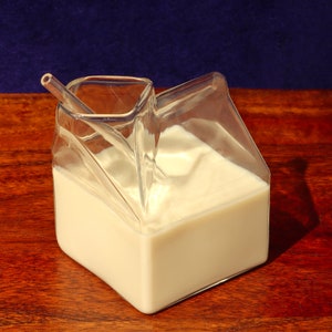 G Decor Amusing Milk Carton-shaped Glass With Straw - Etsy
