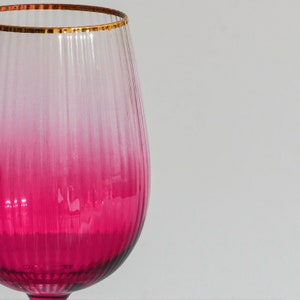 G Decor Set of 4 Monroe Ribbed Ombre Pink Wine Drinking Glasses - Etsy