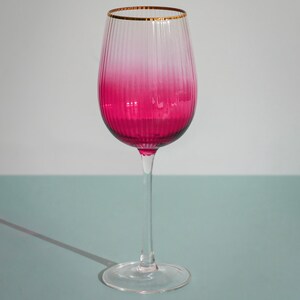 G Decor Set of 4 Monroe Ribbed Ombre Pink Wine Drinking Glasses - Etsy