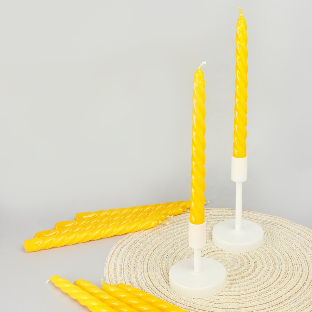 G Decor Pack of 10 or 20 Coraline Tall Yellow Candlesticks Twisted ...