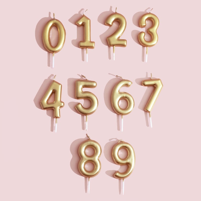 G Decor Brass Gold Number Birthday Candles Metallic Cake Topper From 0 ...