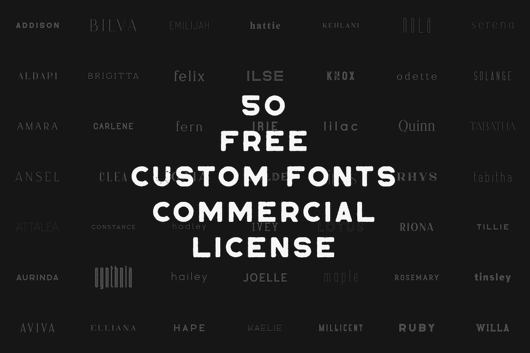 50 Free Custom Fonts Bundle – Commercial License Included, Instant ...