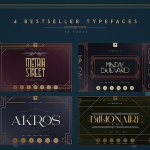 Art Deco Font & Logo Kit – Vector Illustrations, Frames - Etsy