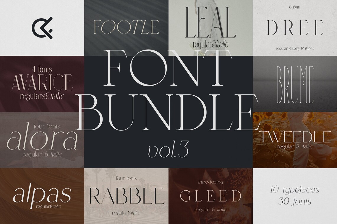 Font Bundle Vol.3 - 30 Fonts - Etsy