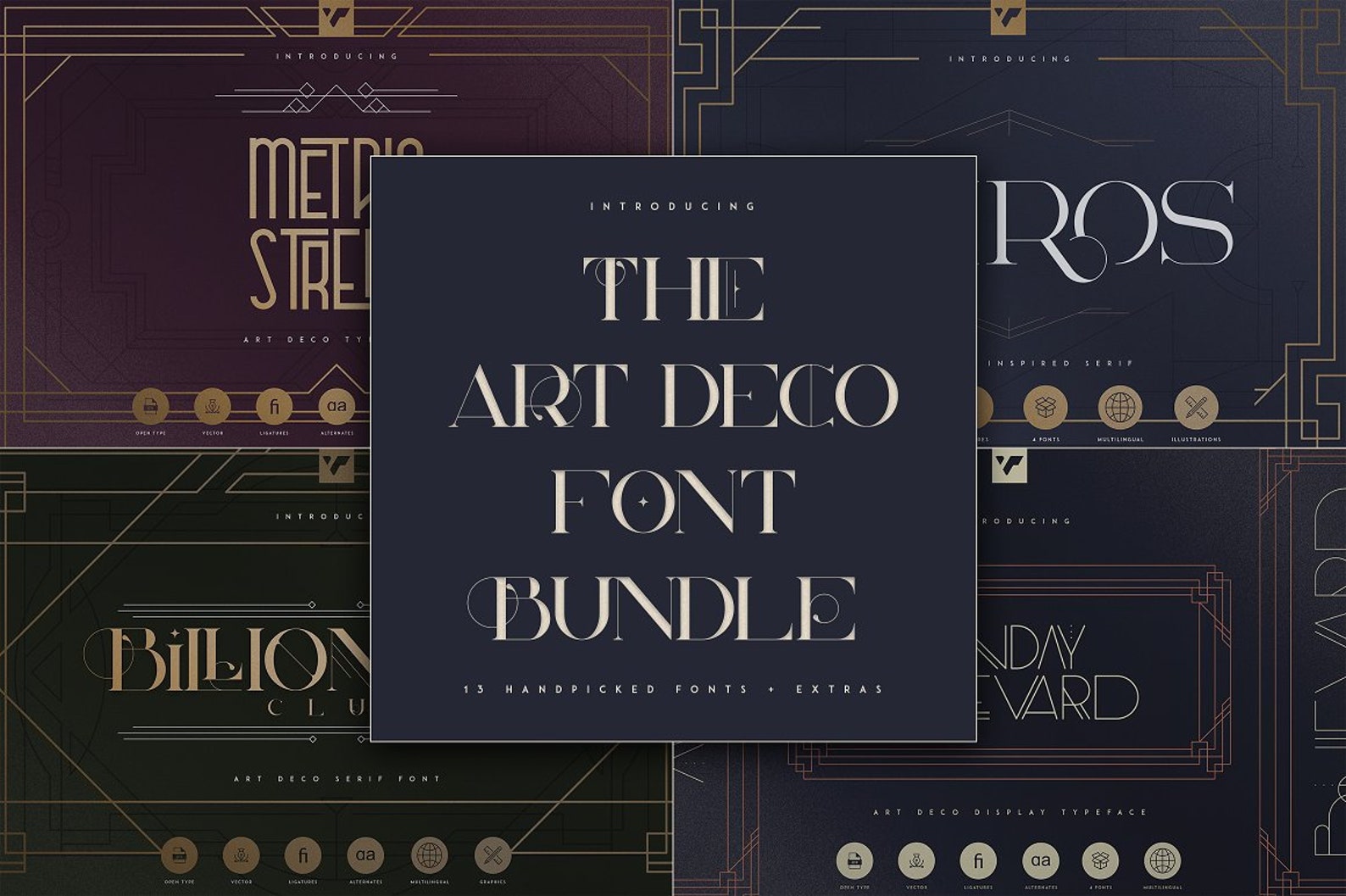 The Art Deco Font Bundle | Etsy