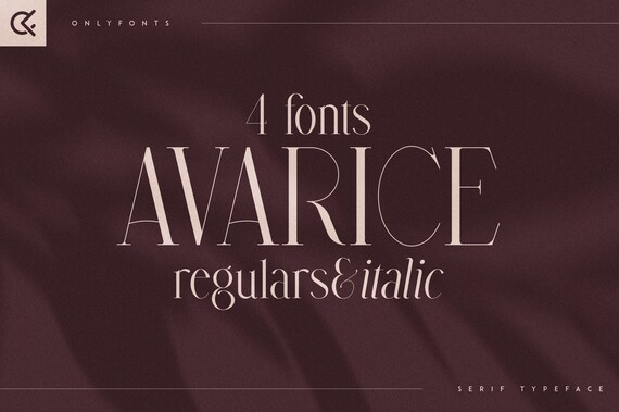 Avarice Serif Typeface 4 Fonts - Etsy