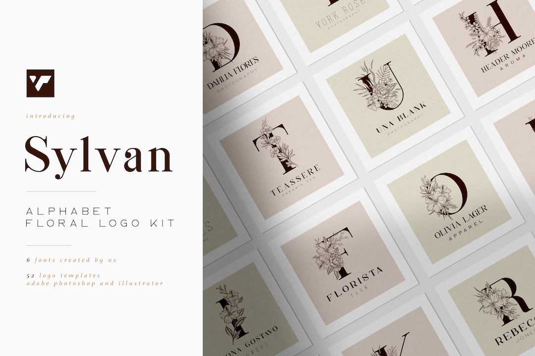 Sylvan Floral Logos - Fonts Included - Etsy
