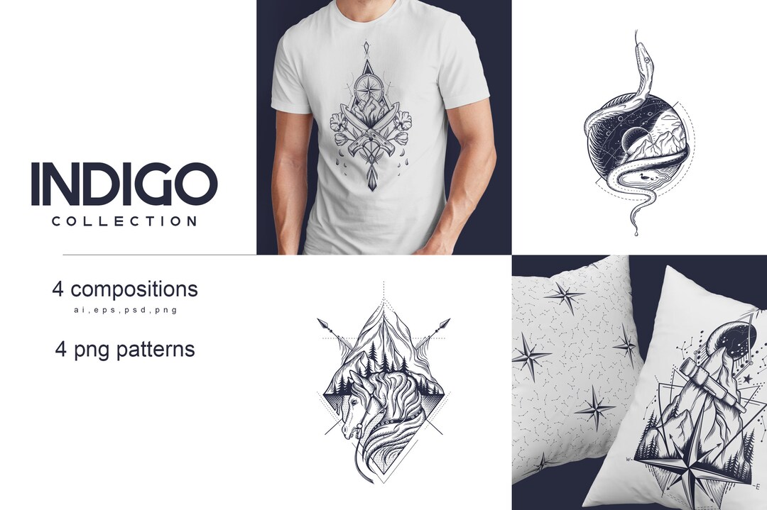 Indigo Collection Ai, EPS, PSD Instant Digital Download - Etsy