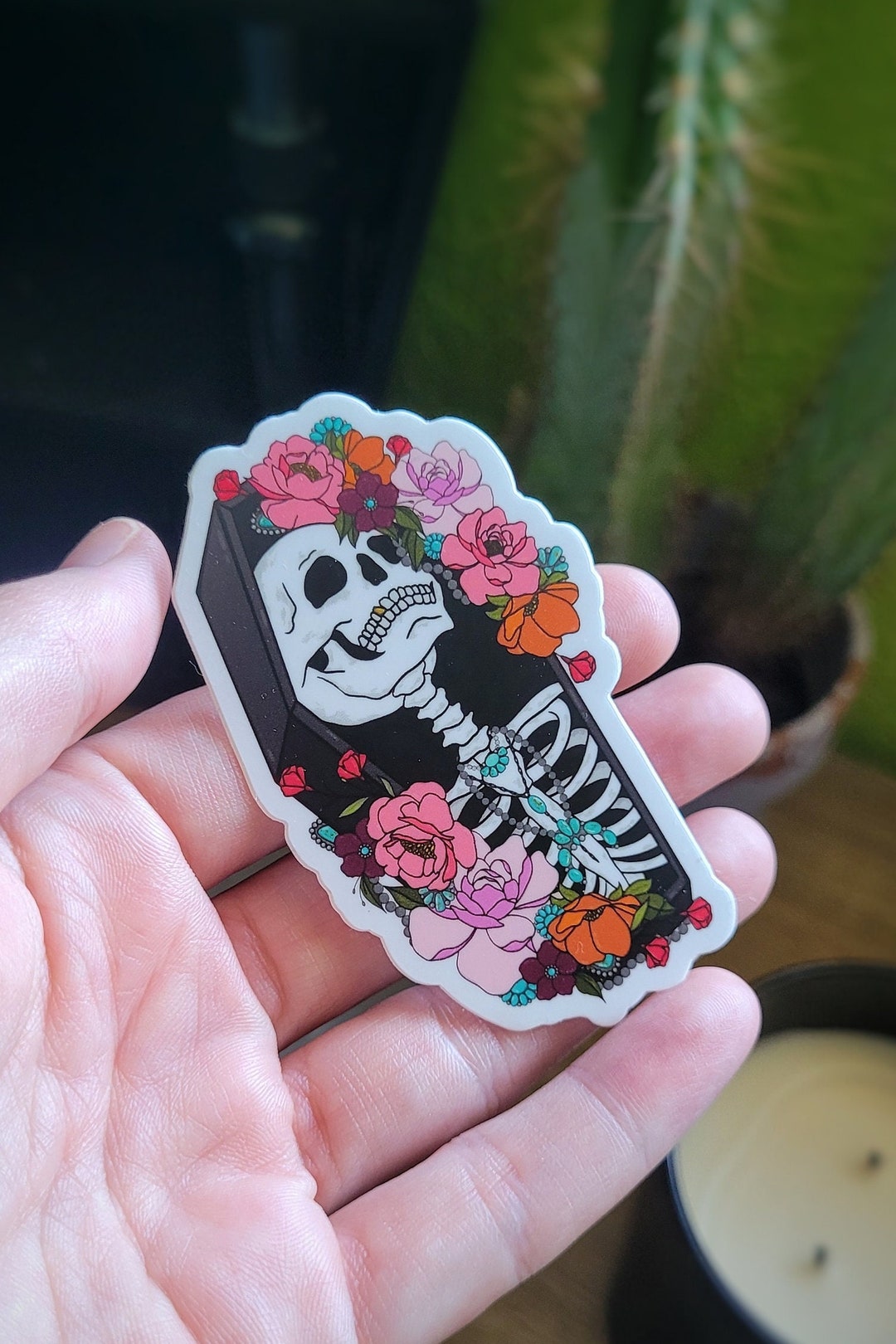 Skeleton Sticker, Coffin Sticker, Turquoise Jewelry, Floral Sticker ...