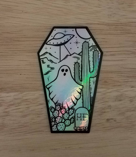 Holographic Sticker Coffin Sticker Ghost Cactus Flying | Etsy