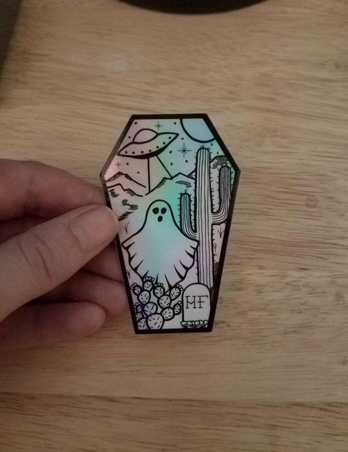 Holographic Sticker Coffin Sticker Ghost Cactus Flying | Etsy