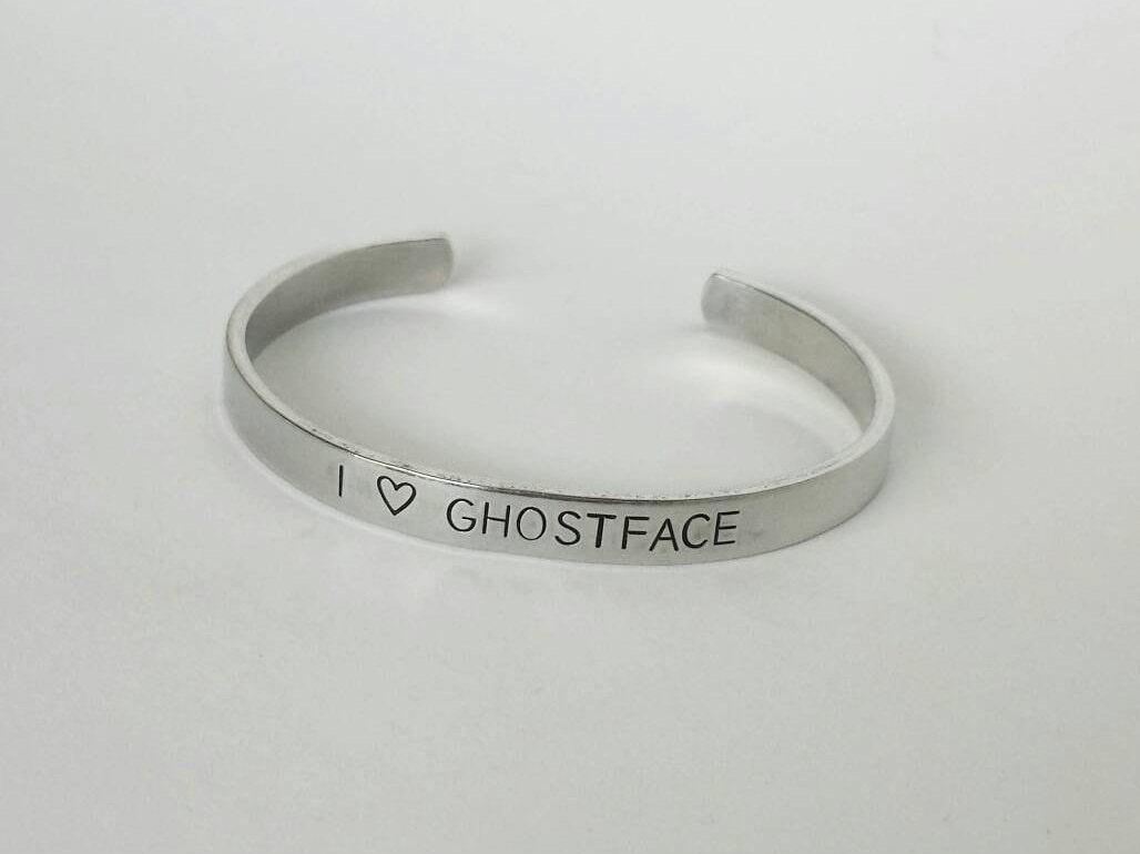 Ghostface Scream Jewelry Handstamped Bracelet Halloween - Etsy
