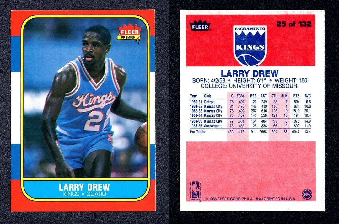 1986-87 Fleer #25 Larry Drew Rookie Card Sacremento Kings No Creases ...