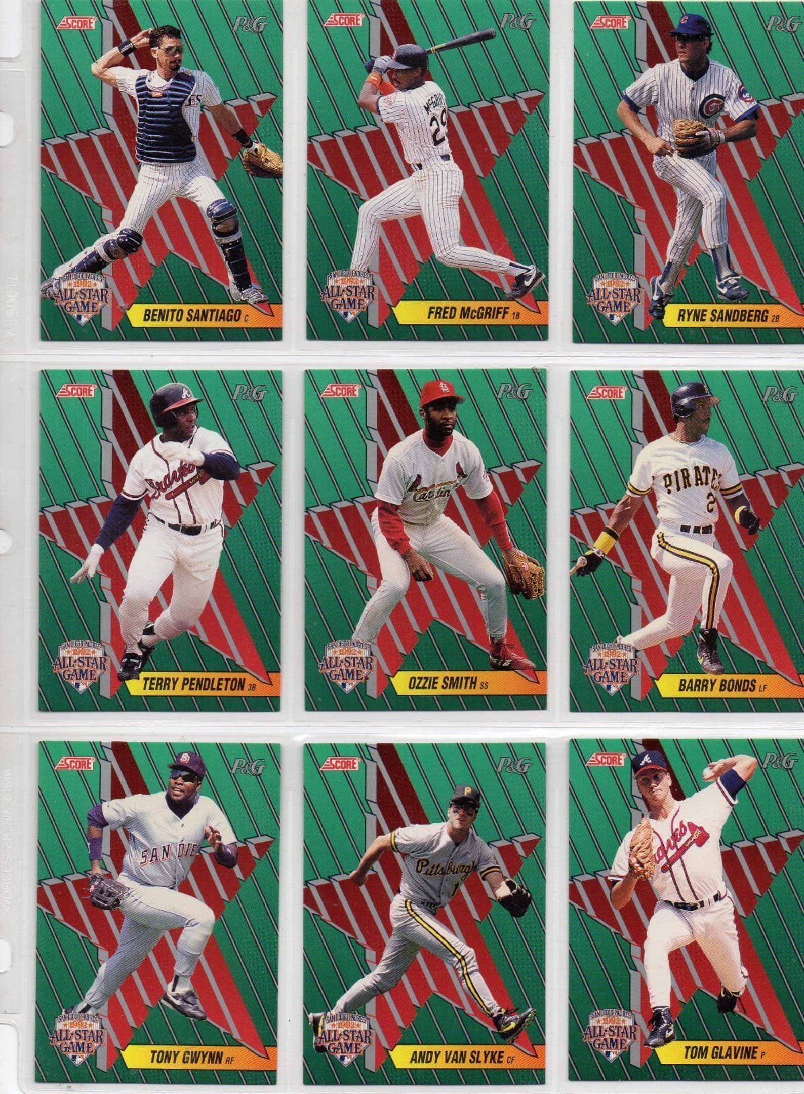 Score: 1992 All-star Game Baseball 18 Card Set - Proctor & Gamble ...