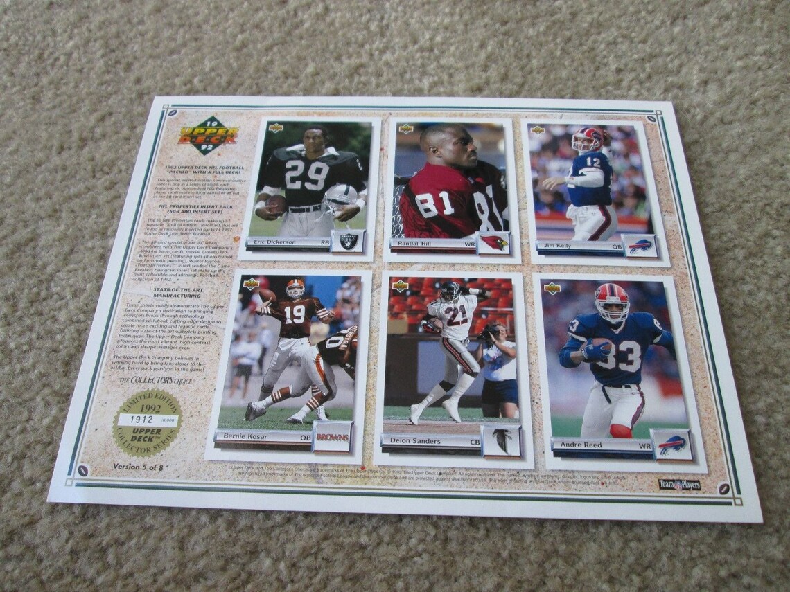 1992 Upper Deck NFL Football Limited Edition Collector Series 5/8 2034 ...