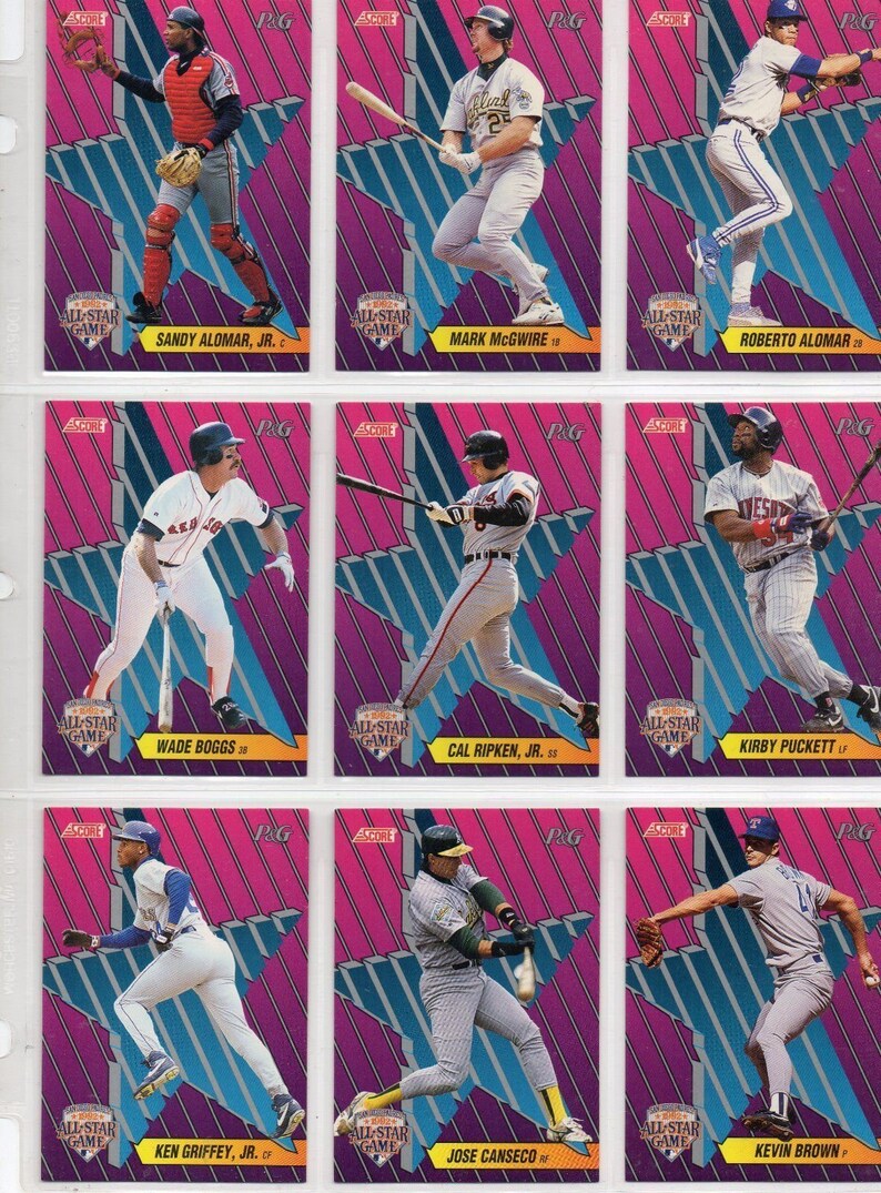 Score: 1992 All-star Game Baseball 18 Card Set - Proctor & Gamble ...