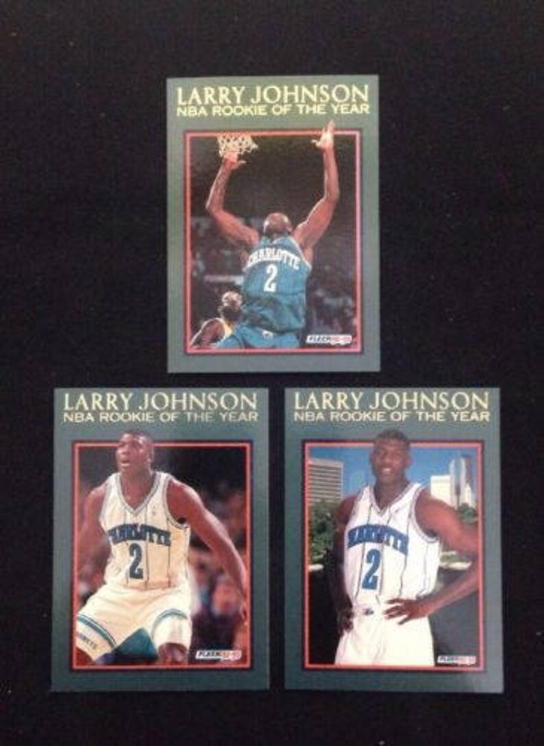 1992/93 FLEER ~larry Johnson ~~NBA Rookie of the Year Cards #13-14-15 ...