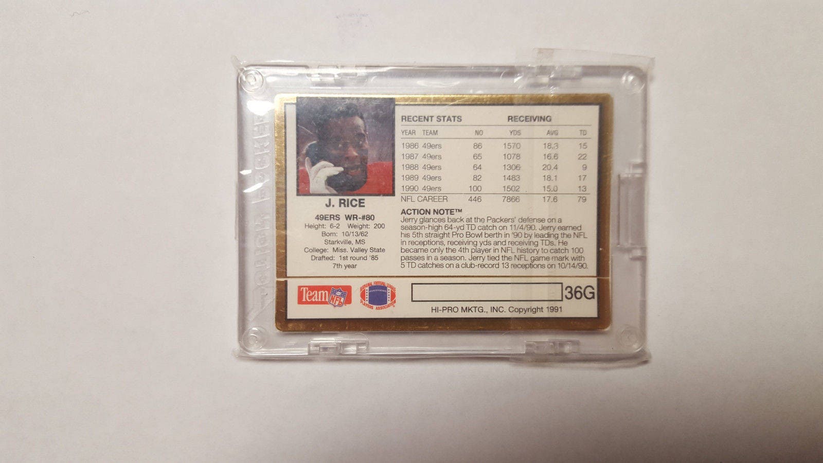 1991 Action Packed 36G Jerry Rice 24K Gold Card Near Mint - Etsy