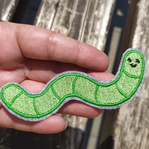 Worm Patch Iron on Sew on Embroidery Earthworm Patch Wormie Patch ...