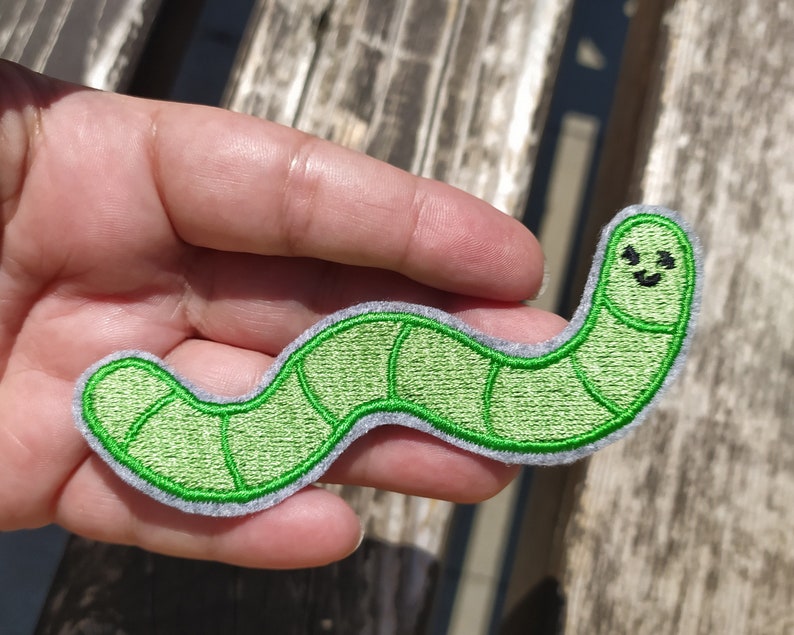 Worm Patch Iron on Sew on Embroidery Earthworm Patch Wormie - Etsy
