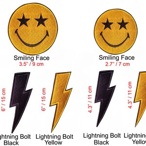 Smiley Face Patch Lightning Bolt Patch Iron on Sew on Happy - Etsy