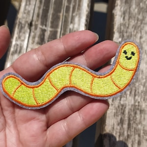 Worm Patch Iron on Sew on Embroidery Earthworm Patch Wormie Patch ...