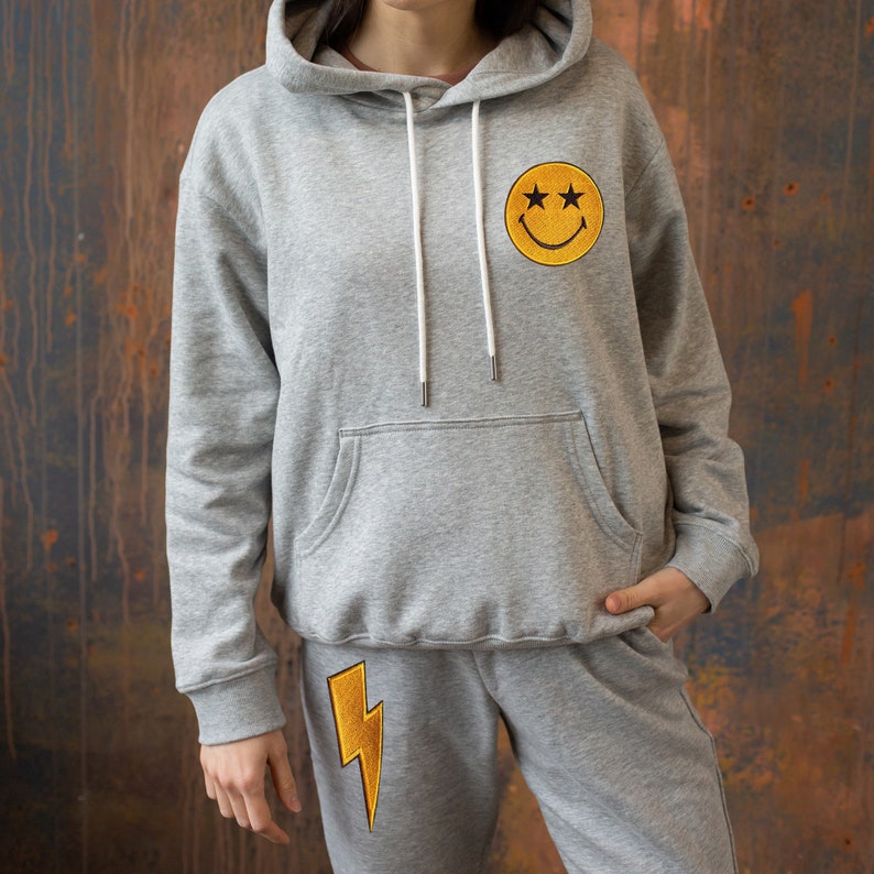 Smiley Face Patch Lightning Bolt Patch Iron on Sew on Happy - Etsy