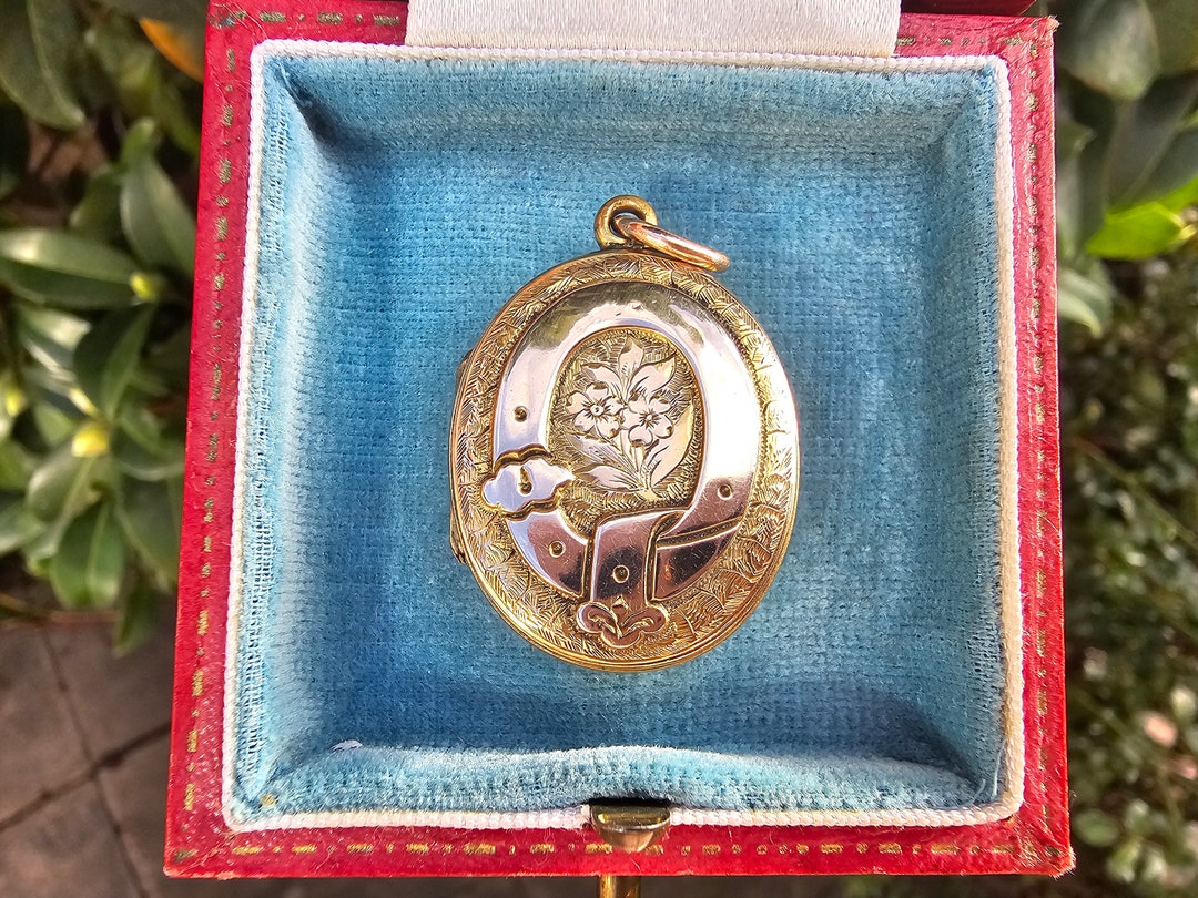 Victorian 9ct Gold Front and Back Locket Belt Buckle Symbol of Stregth ...