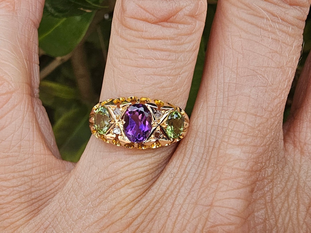 Edwardian 1910 18ct Gold Suffragette Ring Antique 18K Gold Green ...