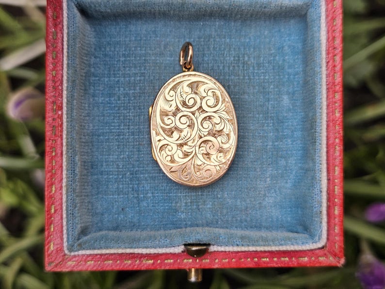 Antique 9ct Gold Locket Birmingham 1912 Engraved Pendant - Etsy Australia