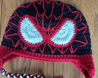 Black Spiderman Miles Morales Into the Spider-verse Hat Crochet Spider ...