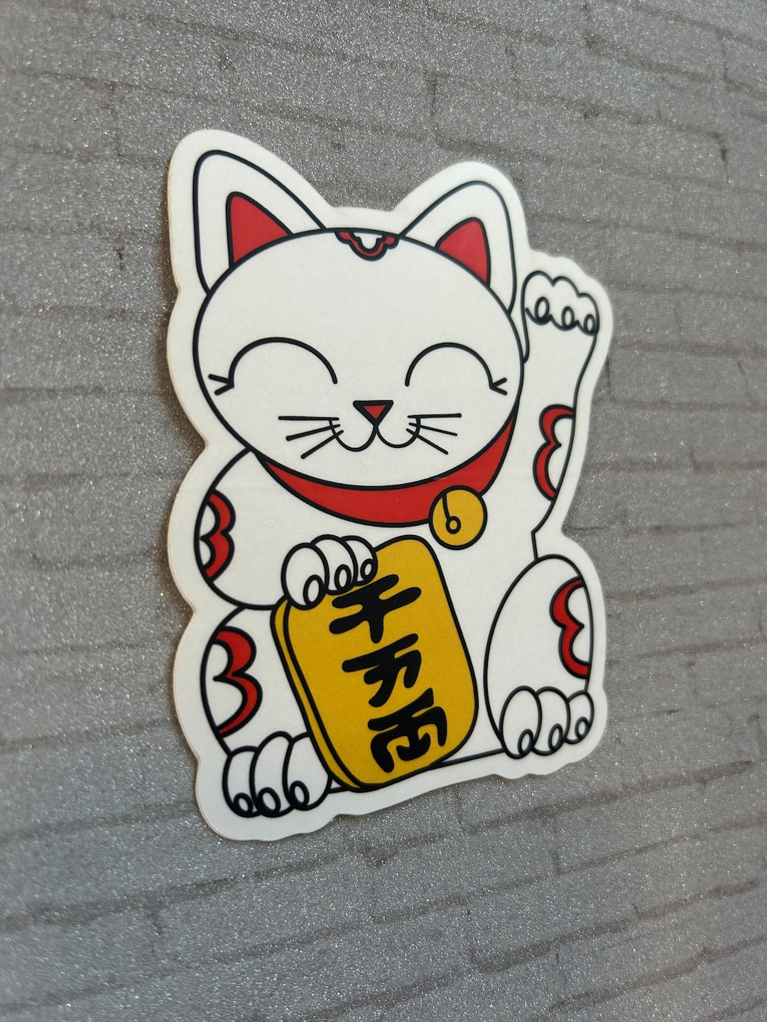Japanese Waving Cat Sticker, Lucky Cat Decal- Cute Laptop Sticker ...