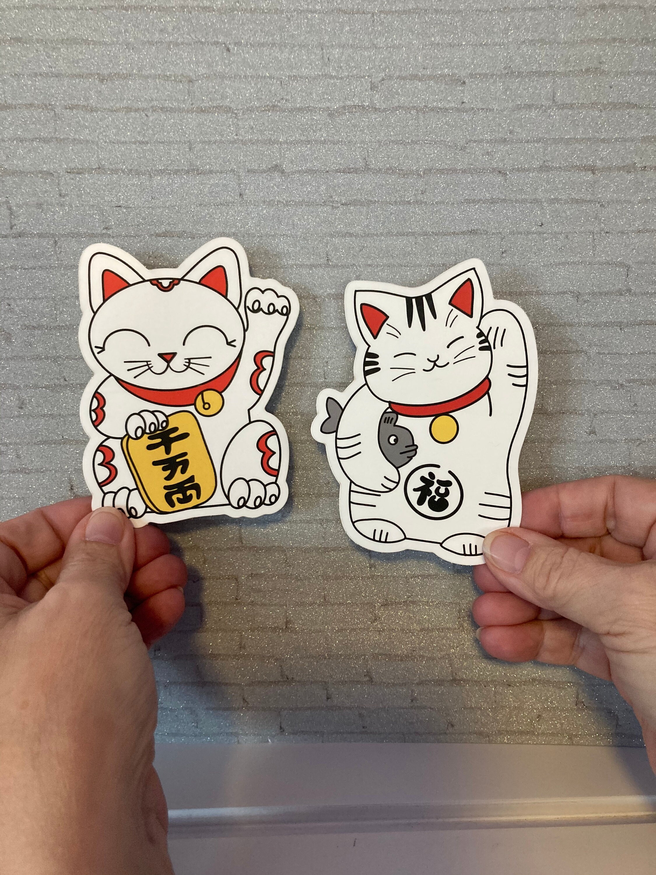 Lucky Cat Sticker Bundle, Laptop Waving Cats Stickers, Water Bottle ...