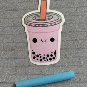 Boba Tea Sticker, Milk Tea Decal, Cute Sticker, Cold Drink Sticker ...