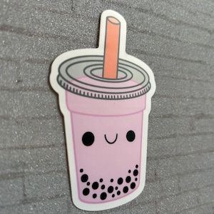 Boba Tea Sticker, Milk Tea Decal, Cute Sticker, Cold Drink Sticker ...