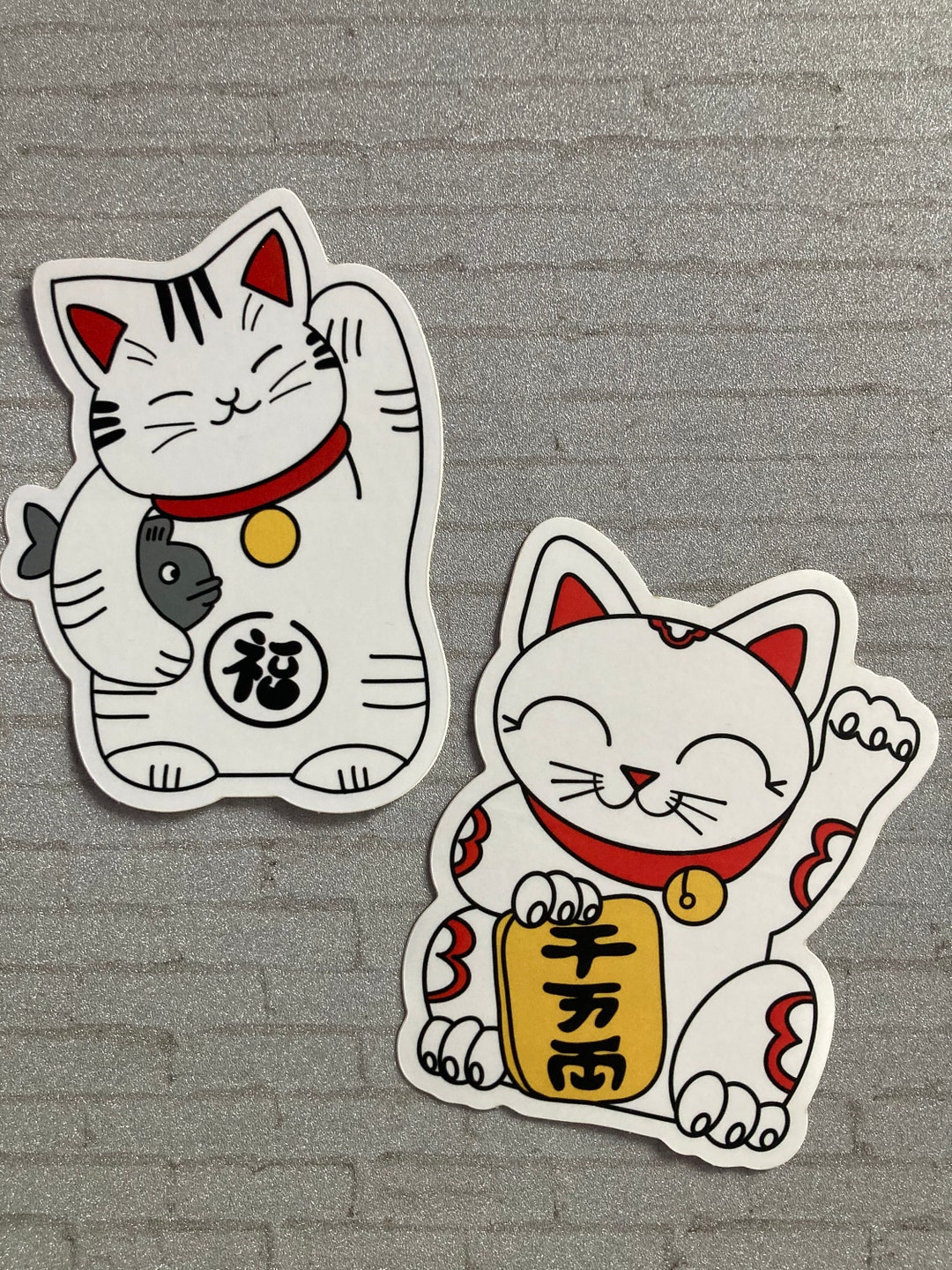 Lucky Cat Sticker Bundle, Laptop Waving Cats Stickers, Water Bottle ...