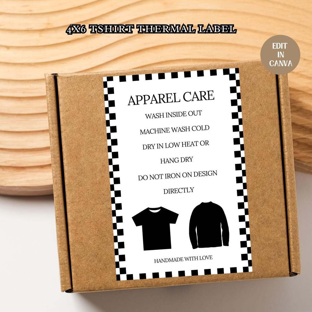 Thermal Label Editable Washing Instructions Card Template,printable ...