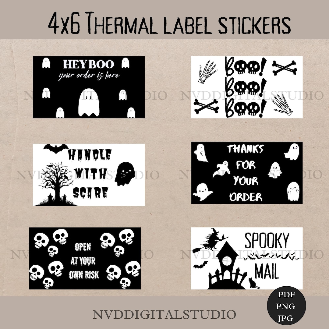 Cute Ghost Thermal Label Design Bundle,halloween Thermal Label ...