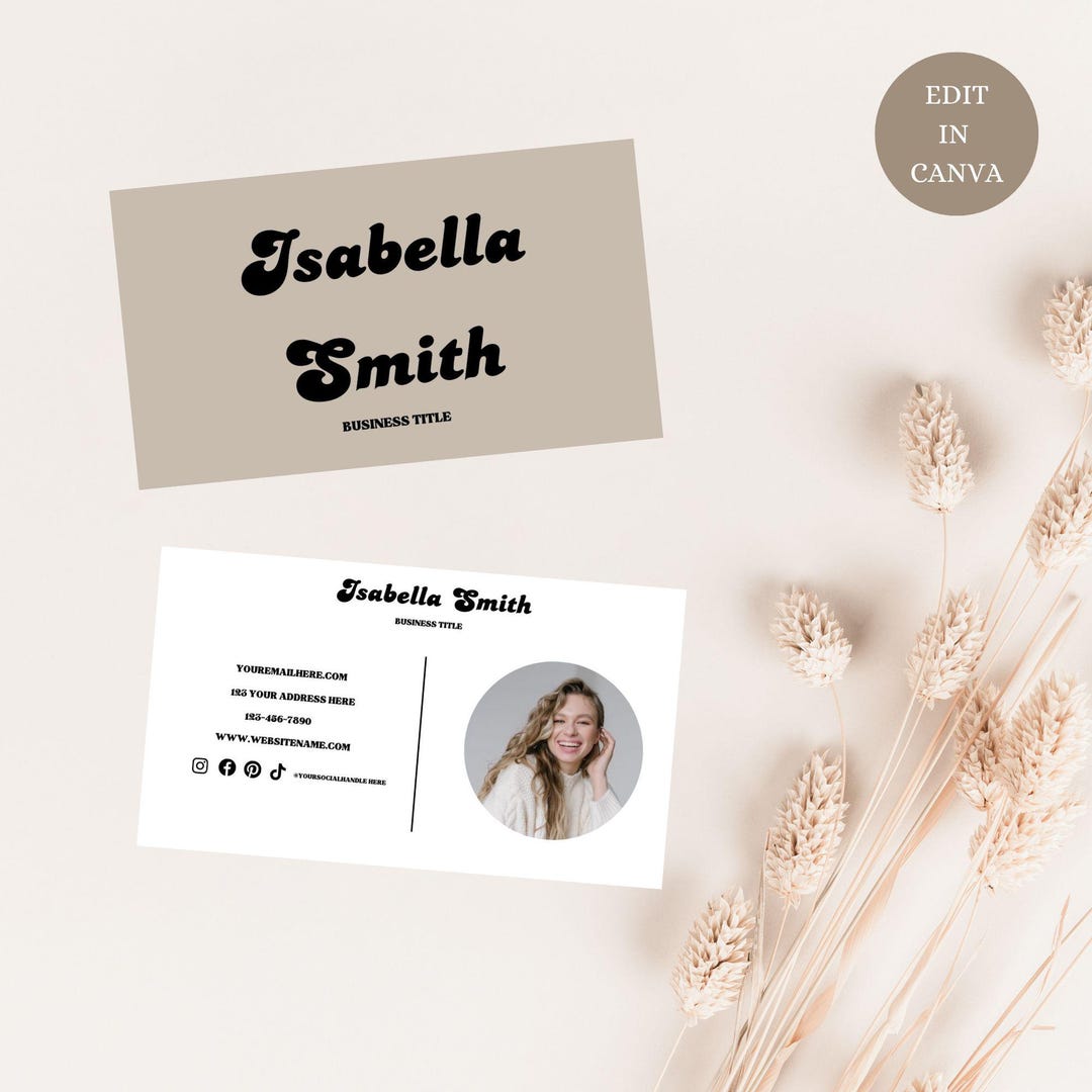 Neutral Photo Business Card Template,minimalist Business Card,retro ...