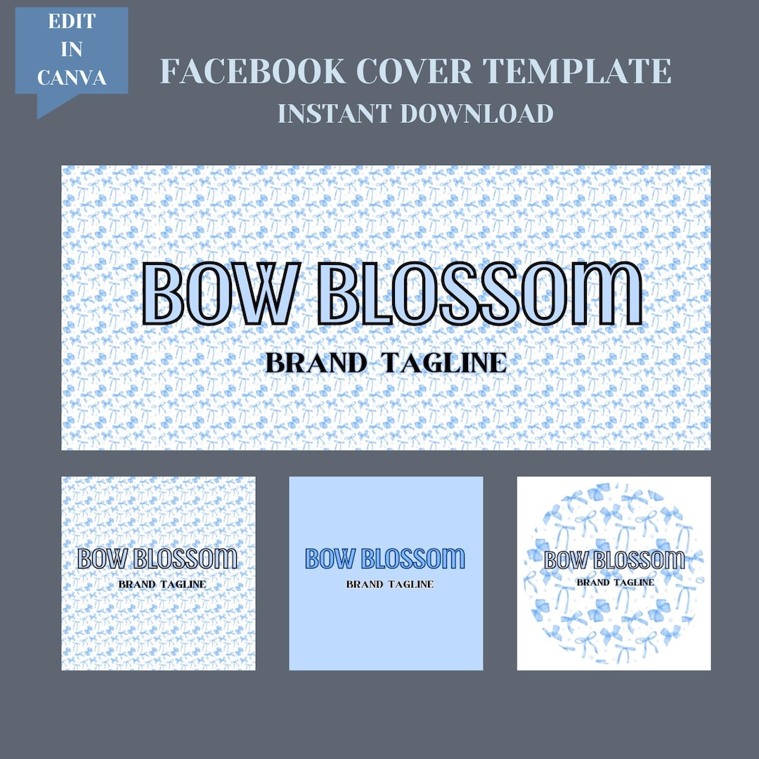 Blue Coquette Facebook Cover Template, Facebook Banner,girly Bow ...