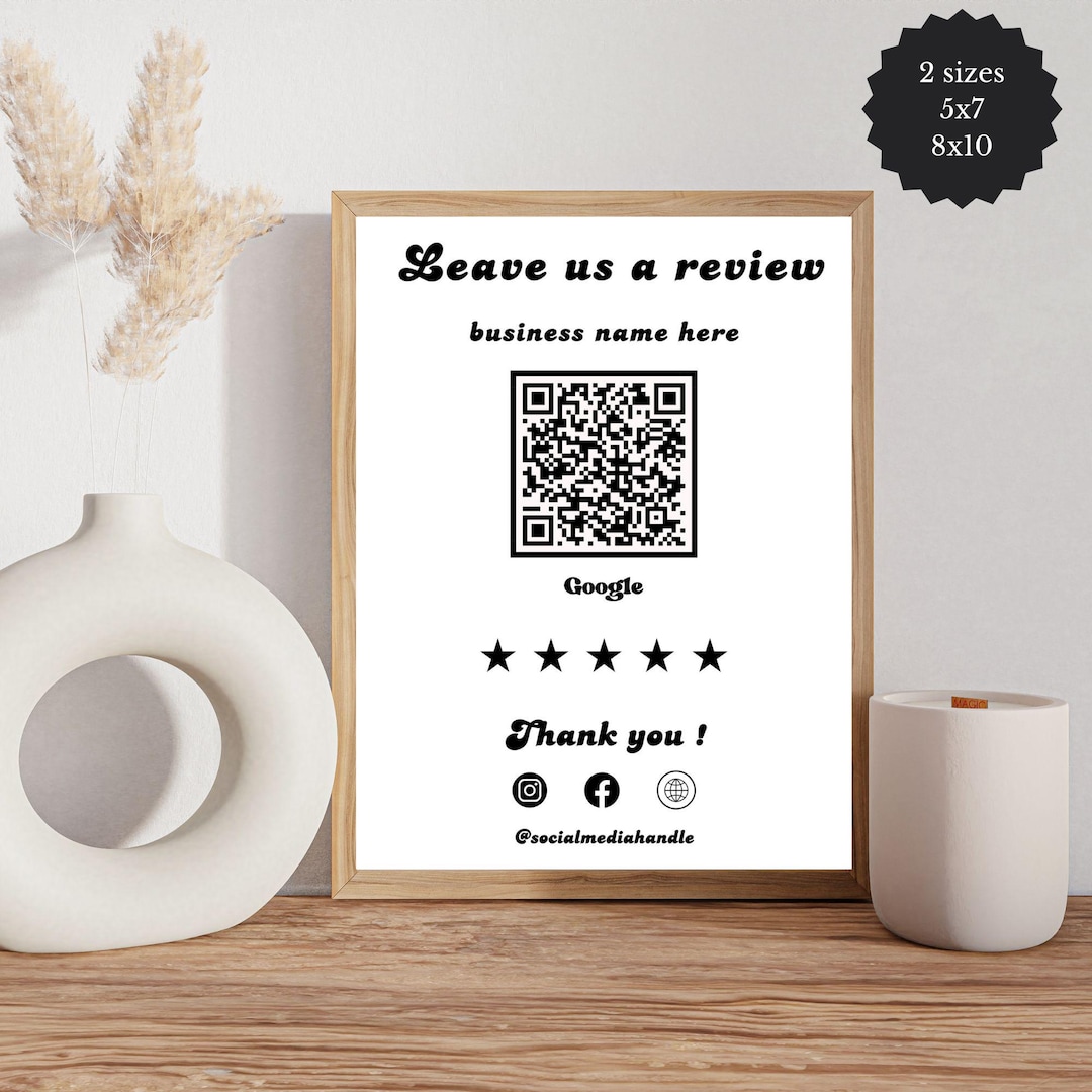 Leave Us a Review QR Code Sign Template for Canva,google Review Sign ...