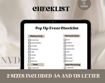 Pop up Shop Checkist,canva Template for Vendor Booth,craft Show Vendor Event Planner Printable ...
